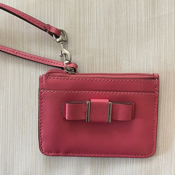 Coach | Accessories | Coach Pink Bow Key And Card Holder Wristlet ...
